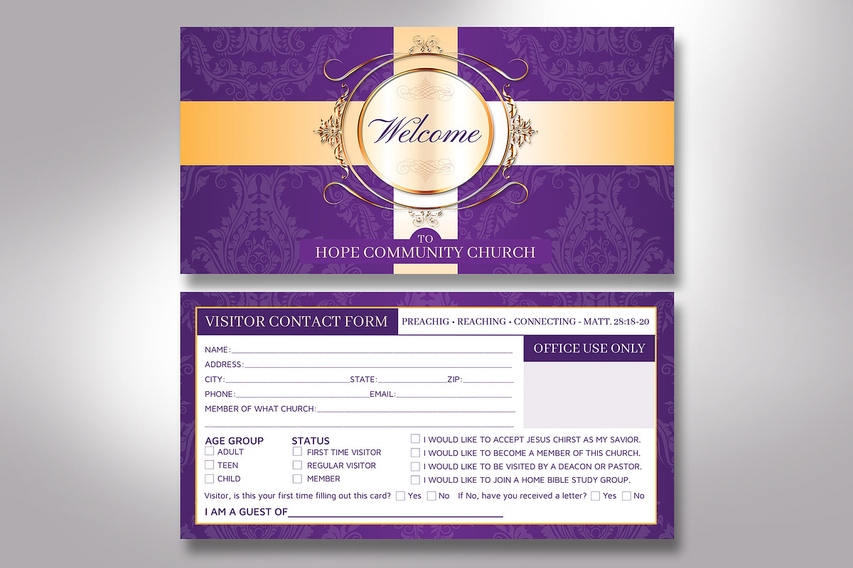 Church Visitor Card Canva Template