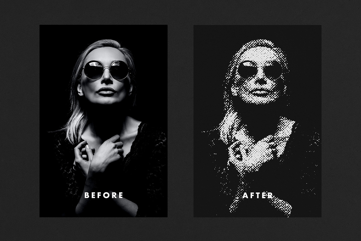 Bitmap Halftone Poster Effect, a Layer Style Add-On by Design Squad | Creative Market
