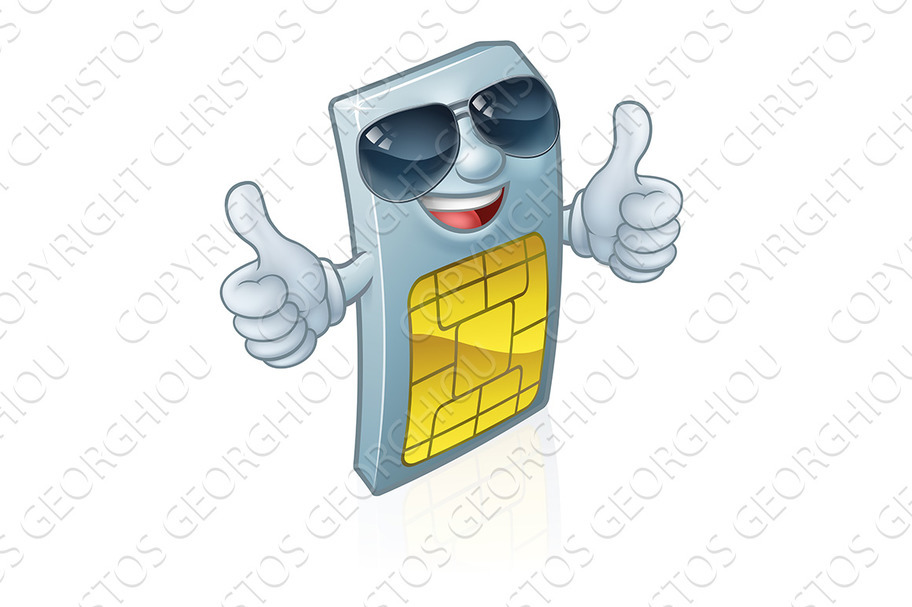 Sim Card Thumbs Up Cool Shades | People Illustrations ~ Creative Market