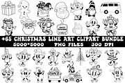 Christmas Line Art Clipart Bundle
