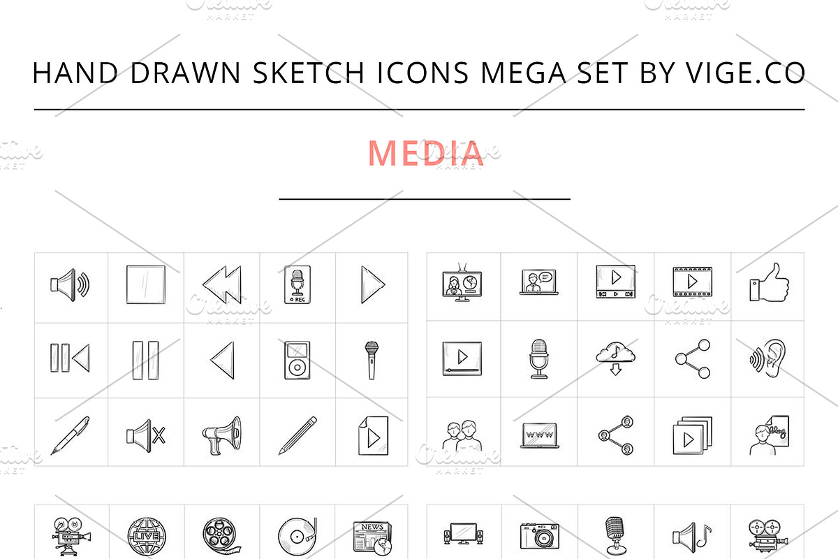 Hand drawn sketch vector icons, an Icon by Visual Generation