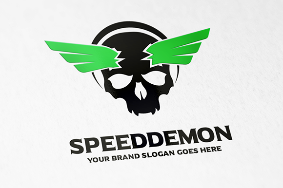 Speed Demon Skull Logo, a Branding & Logo Template by WheelieMonkey