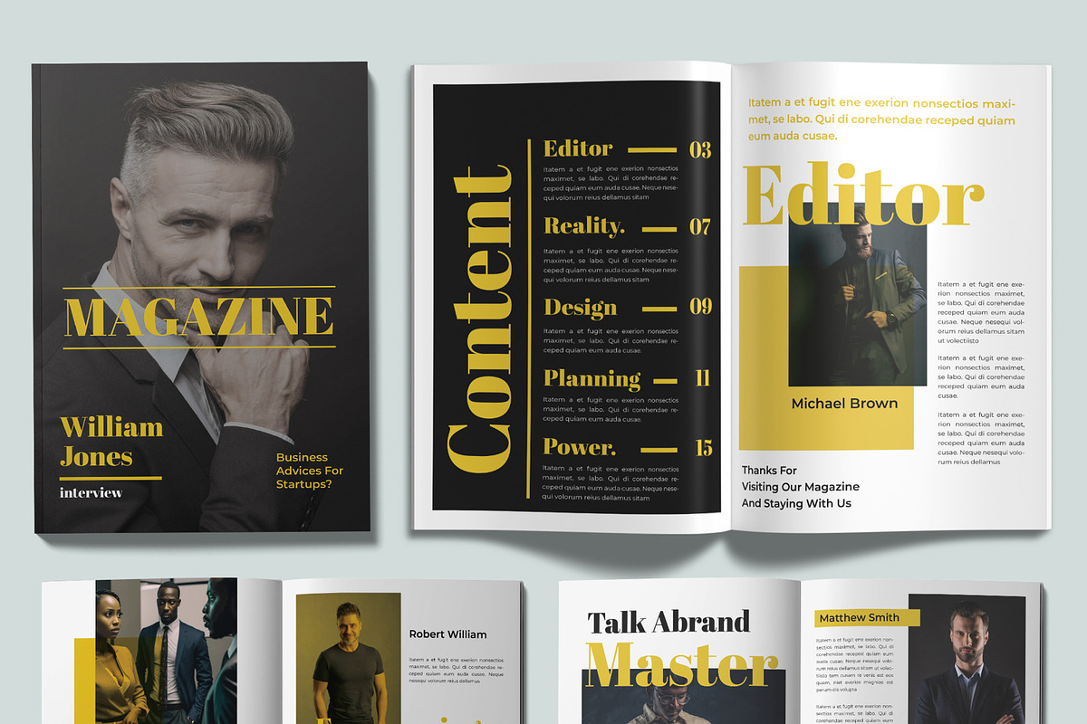 Men Fashion Magazine Design Template
