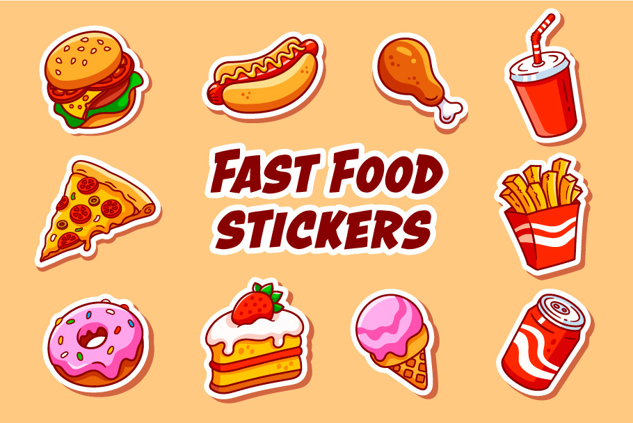 Fast food illustrations stickers