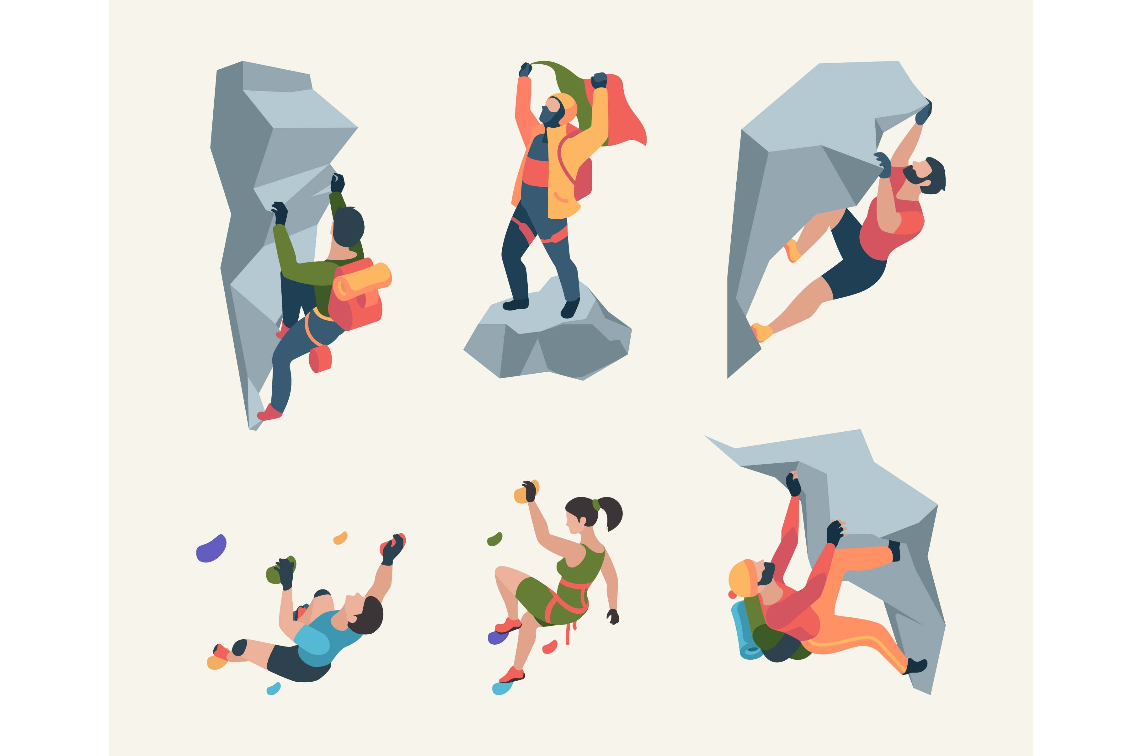 Wall climbers. Mountain rock | Graphics ~ Creative Market