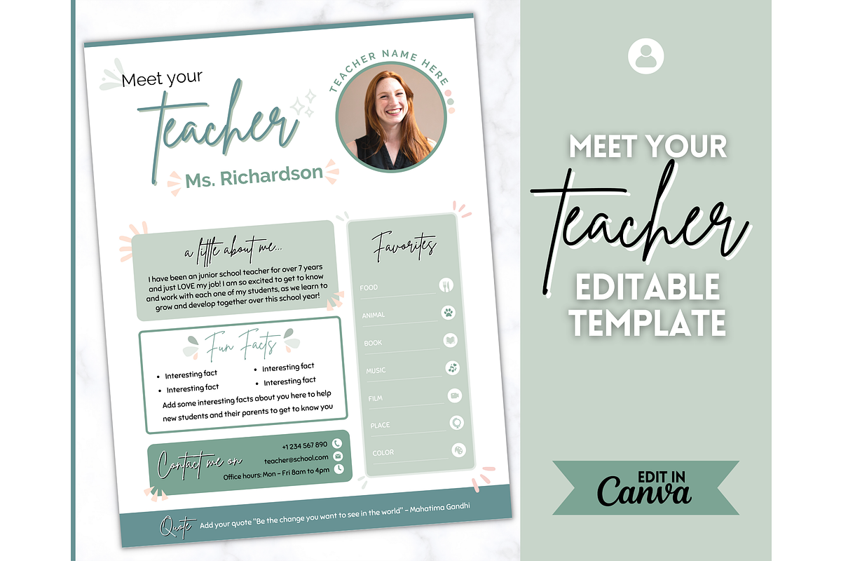 Meet the Teacher Template - Canva