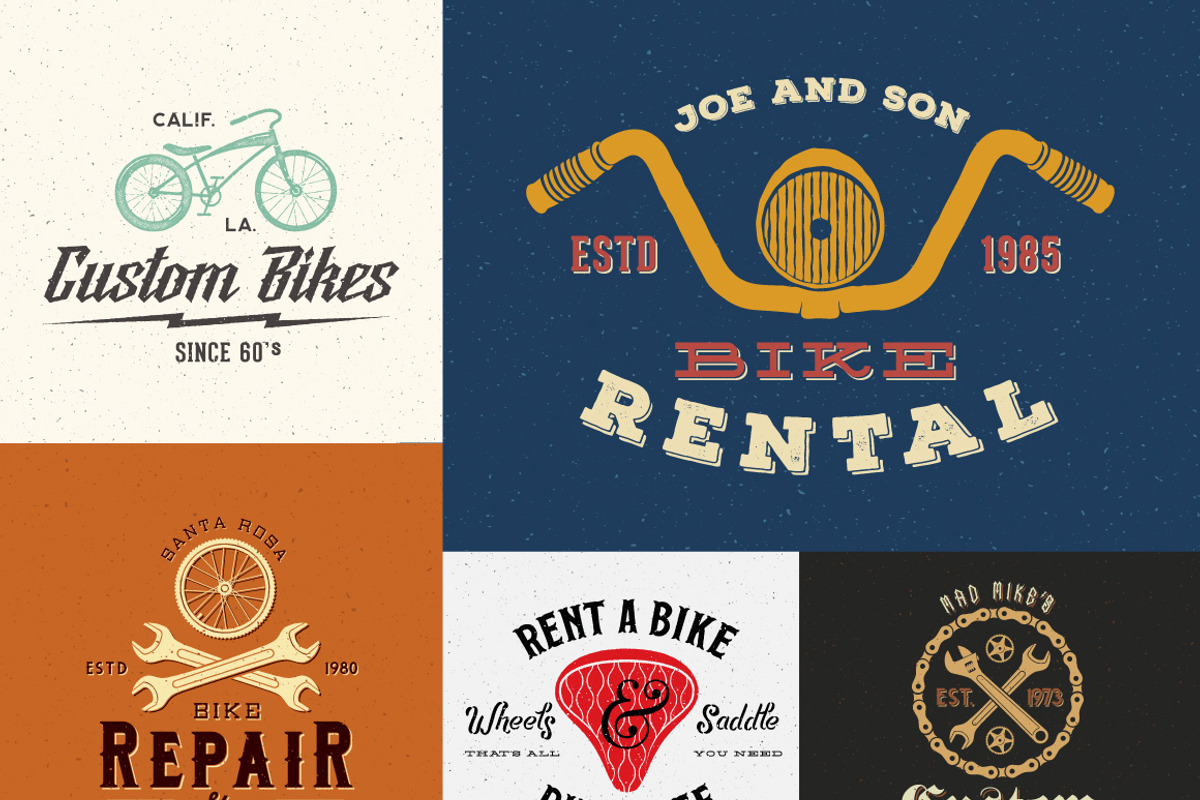 9 Vintage Bicycle Logos/Badges Set, a Branding & Logo Template by Createvil