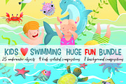 Kids and the Sea, Summer Fun Bundle | Animal Illustrations ~ Creative ...