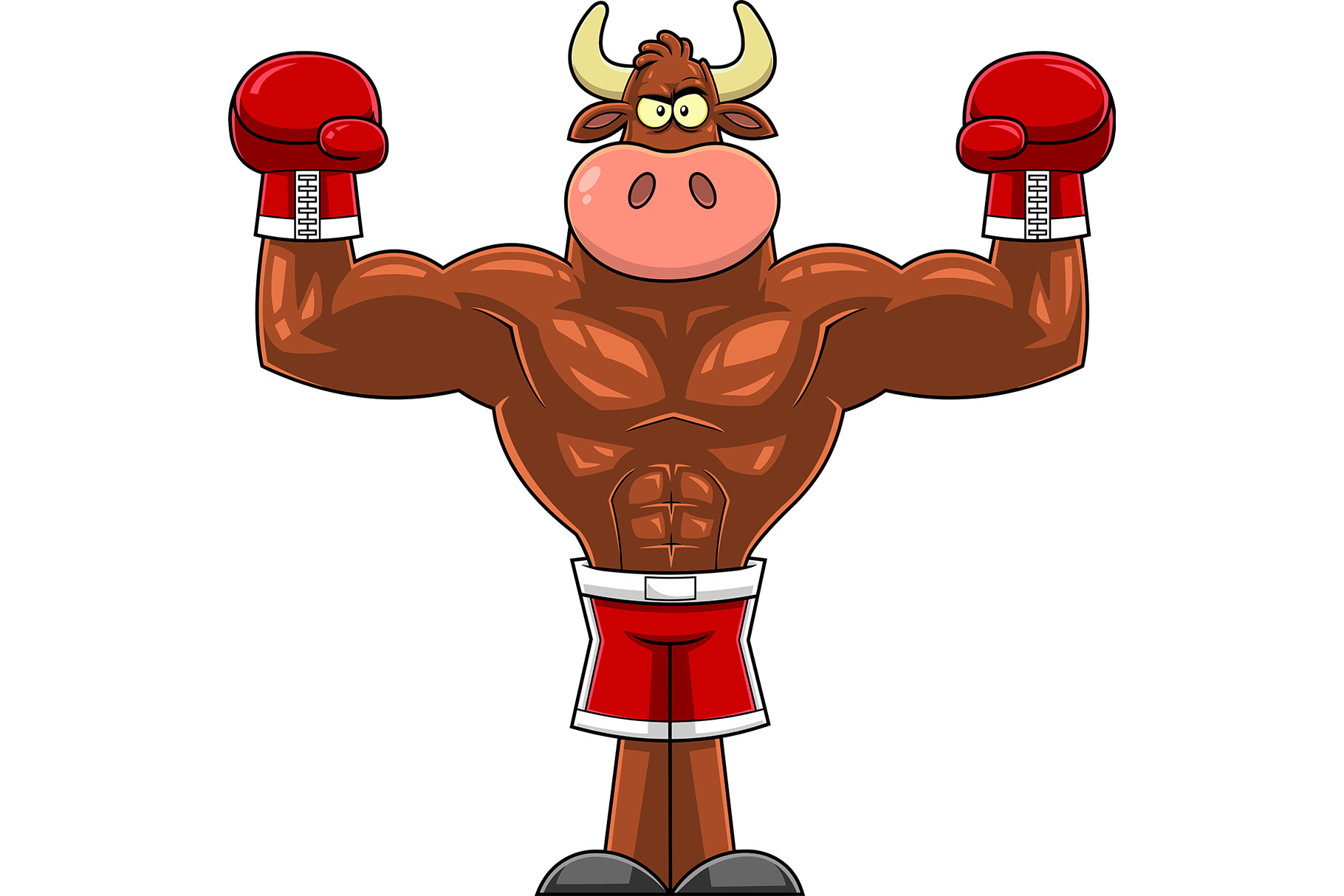 Muscular Bull Boxer, an Animal Illustration by HitToon