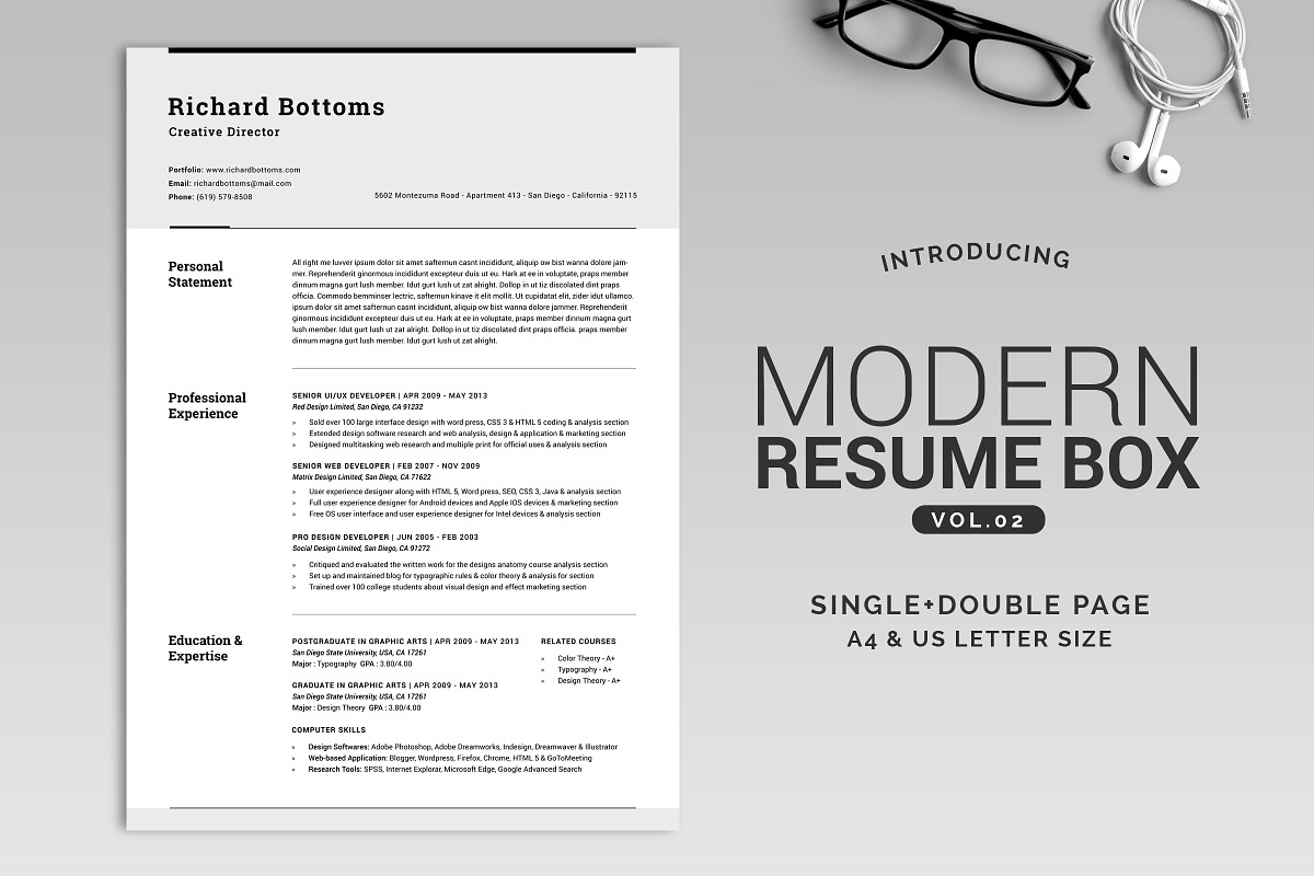 All in One Modern Resume Box V.2, a Resume Template by SNIPESCIENTIST