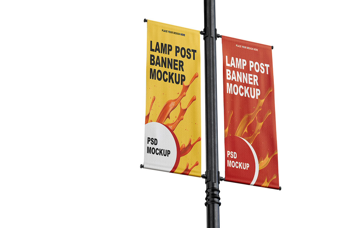 Lamp Post Banner Mockup