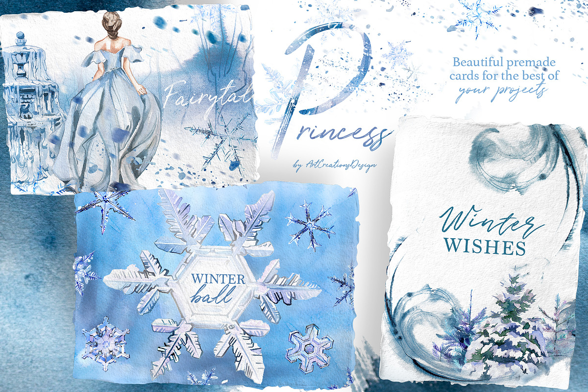 Watercolor Princess Clipart Set, a Decorative Illustration by ...
