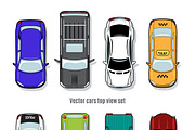 Set of vector cars top view, a Graphic by Microvector