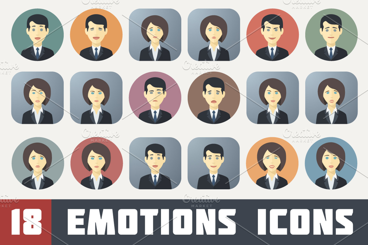 Emotions Icons Set, an Icon by Alex Serada