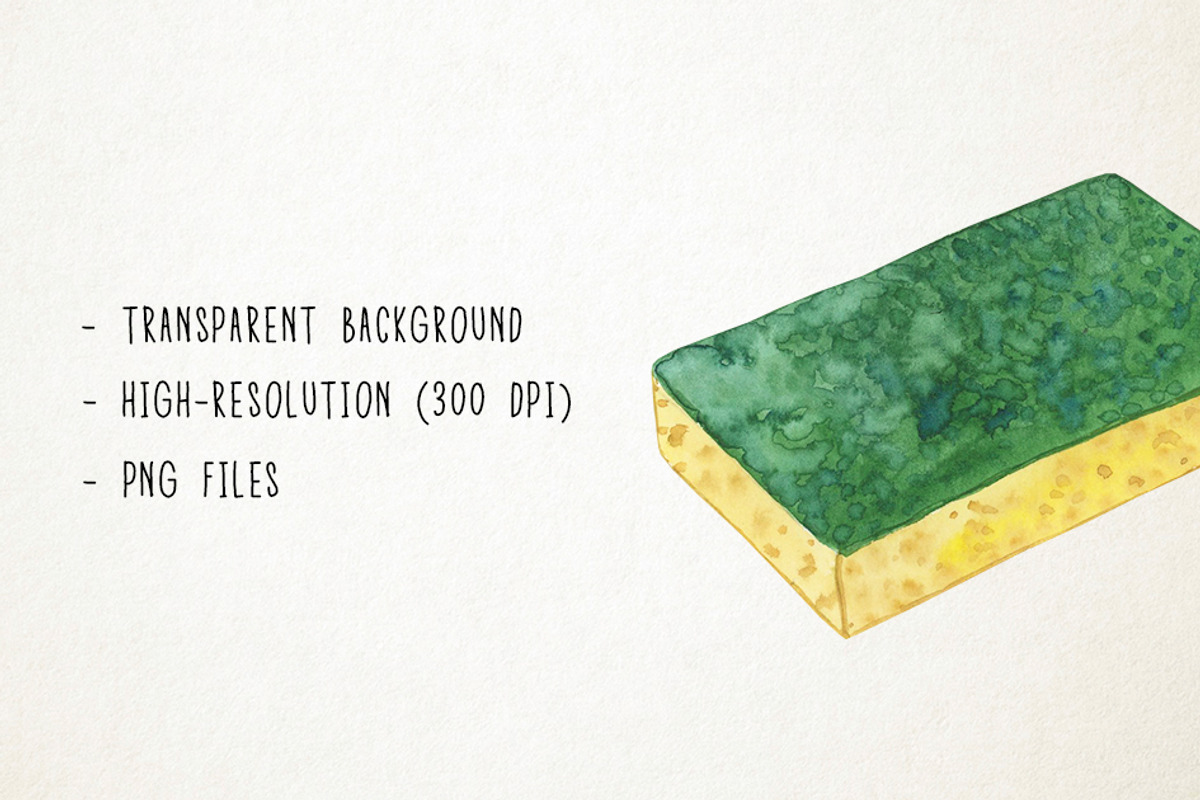 Watercolor Cleaning Clipart, Home, an Illustration by Paulaparaula