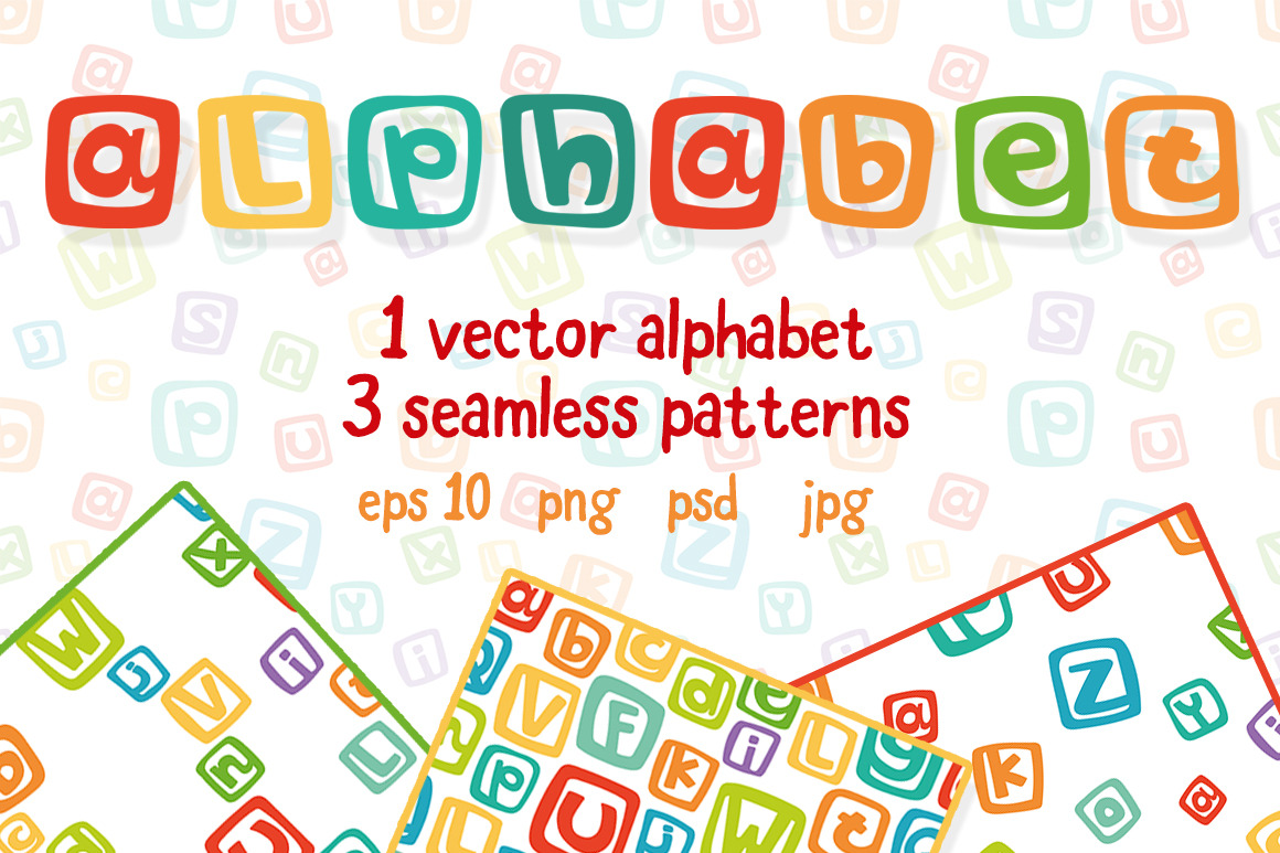 Vector funny alphabet and patterns, a Pattern Graphic by photokot ...