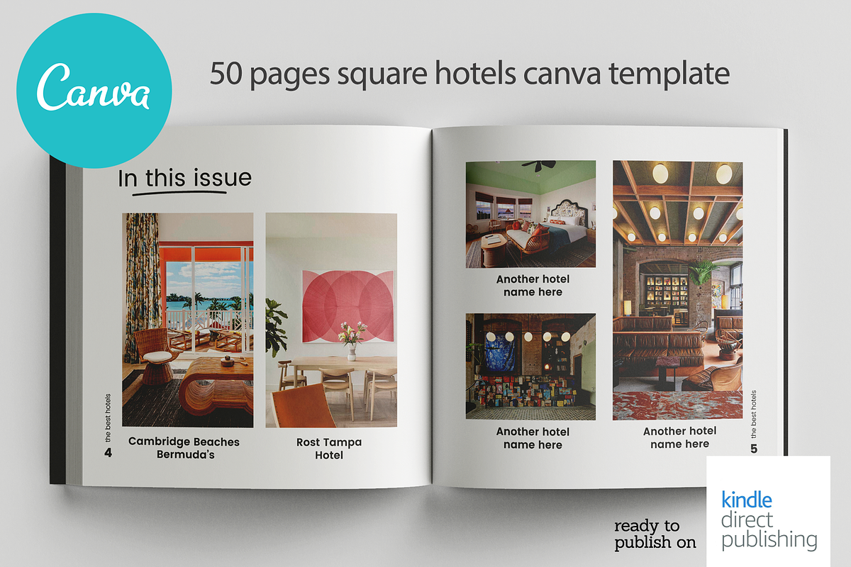 Canva Best Hotel Square Mag Template, a Magazine Template by DeLaGranSiete