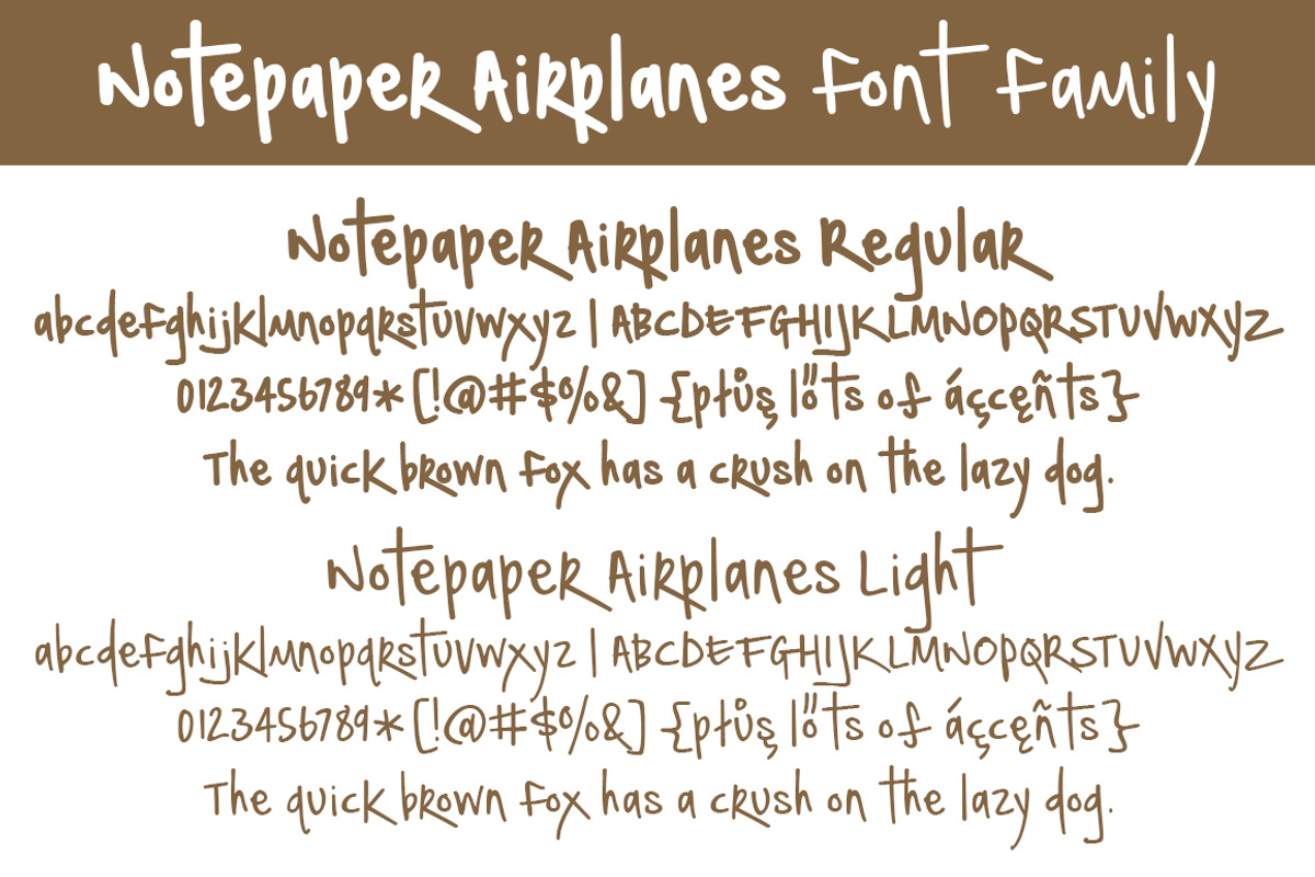 Notepaper Airplanes Font Family, a Script Font by Brittney Murphy ...