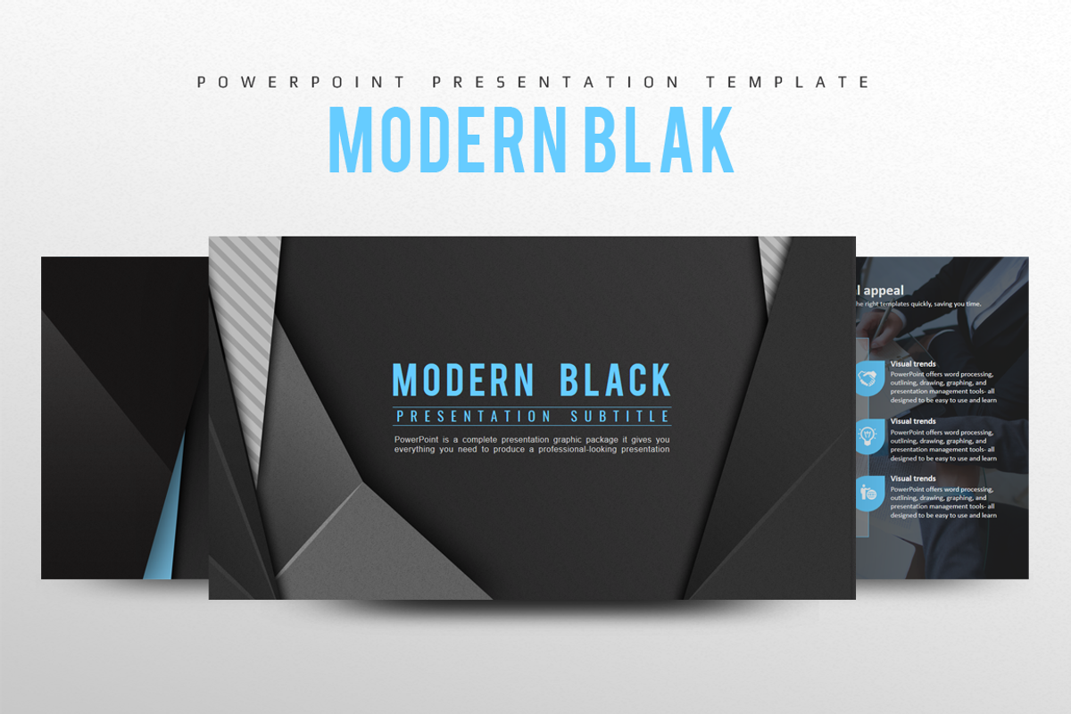 Modern Black PowerPoint Template, a Presentation Template by GoodPello