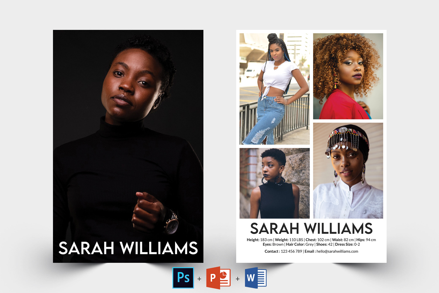 Model Comp Card Template, a Card Template by Designscozy