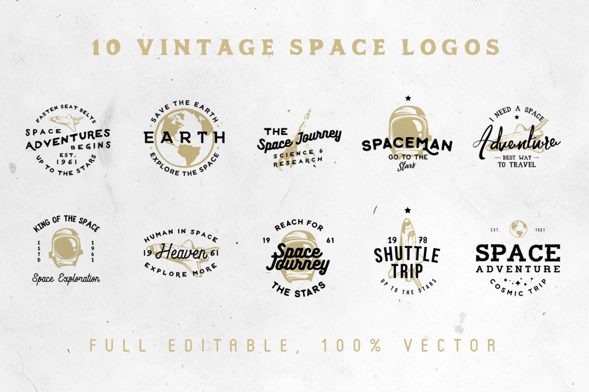 Space Vintage Logos, a Branding & Logo Template by Roman Paslavsky
