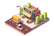 Vector isometric fish and seafood shop, a Food Illustration by tele52