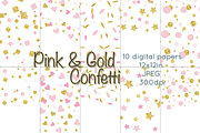 Pink and Gold Confetti Digital Paper | Graphic Patterns ~ Creative Market