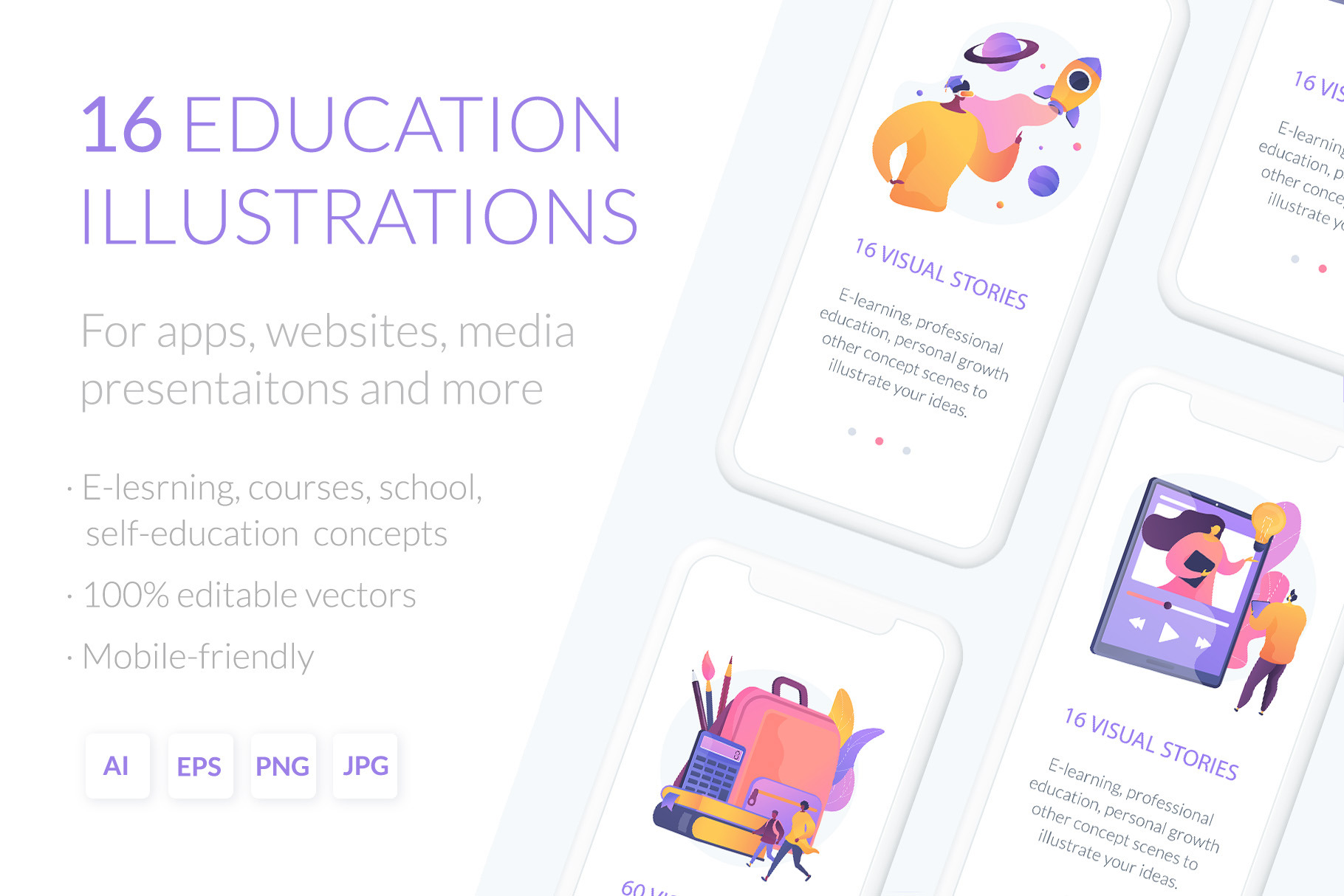 16 education illustration mini set, an iPhone Mockup by Visual Generation