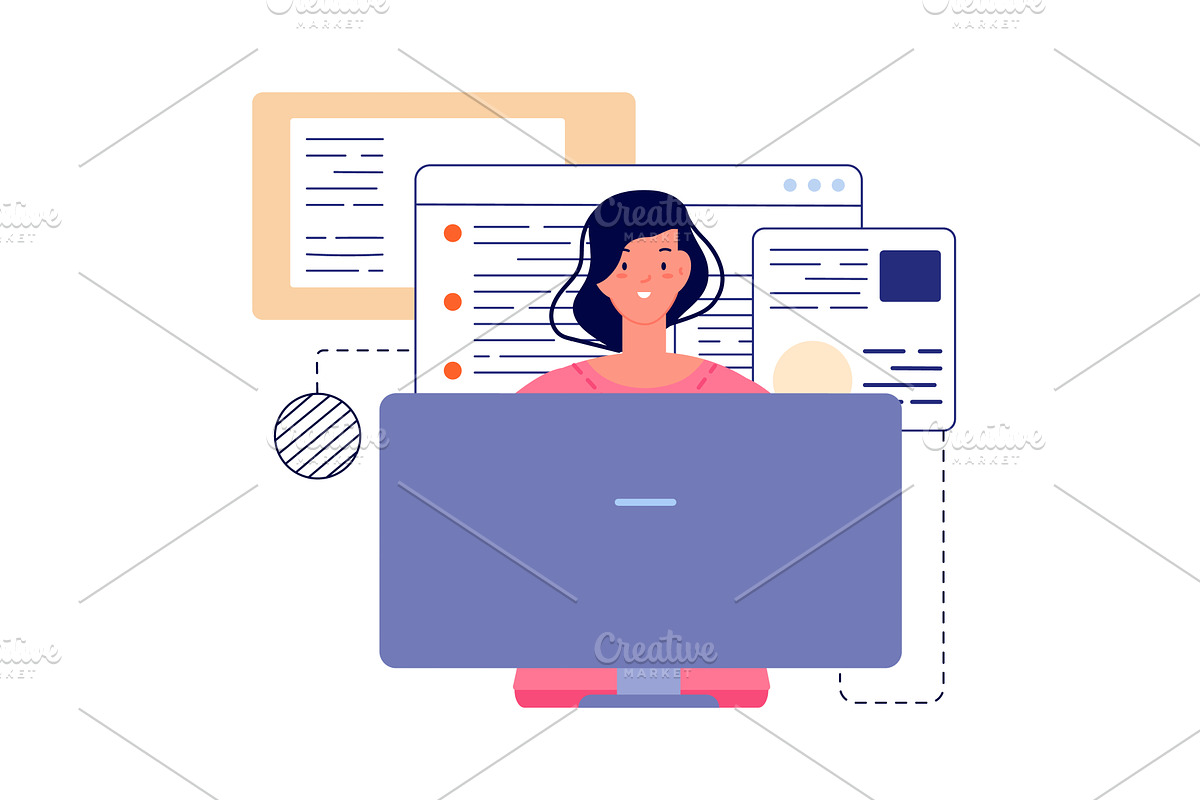 Girl programmer character. Woman, a Background Graphic by Valerie ...