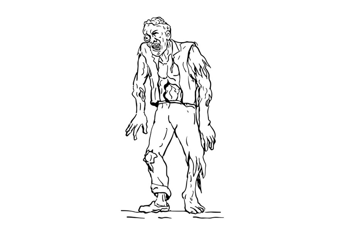 Zombie Walking Front Drawing, an Illustration by patrimonio | Creative ...