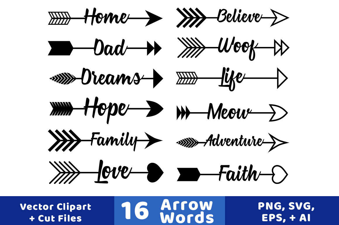 16 Arrow Words Clipart, an Object Graphic by The Digital Download Shop