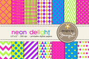 Neon Digital Papers, a Pattern Graphic by JennyL Designs