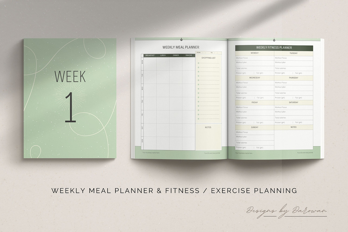 Food and Fitness Planner | Canva, a Magazine Template by Designs by Darowan