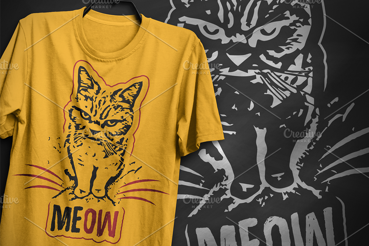 Angry cat - T-Shirt Design, an Animal Illustration by artnook