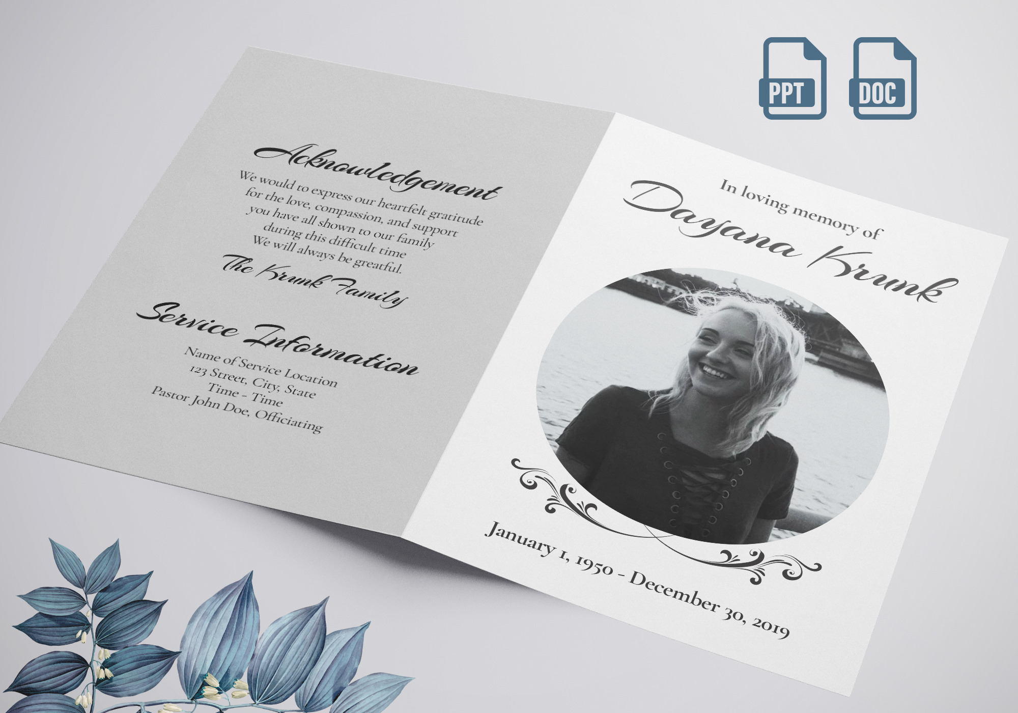 funeral program printing template, a Templates & Theme by TemplateLab ...