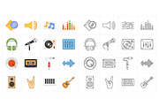 16 universal flat music icons, an Icon by Anton