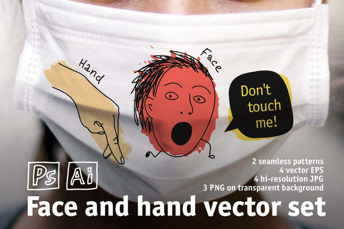 Face and hand vector set, a Healthcare Illustration by Crowhouse