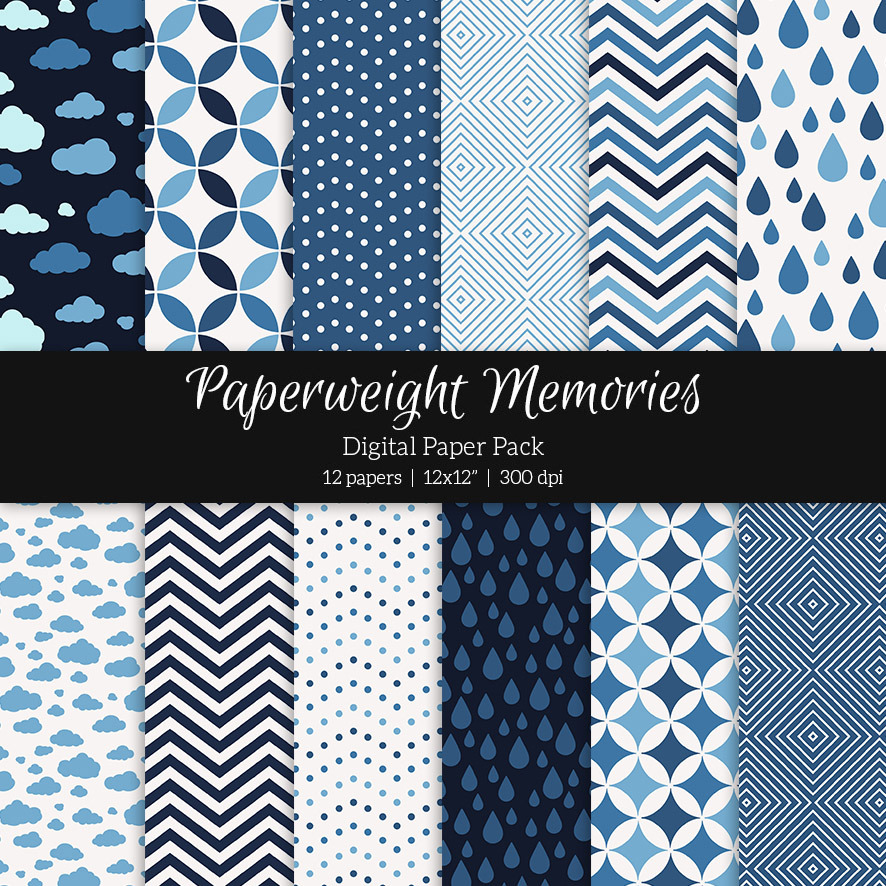 Patterned Paper - Midnight Blues, a Pattern Graphic by Paperweight Memories