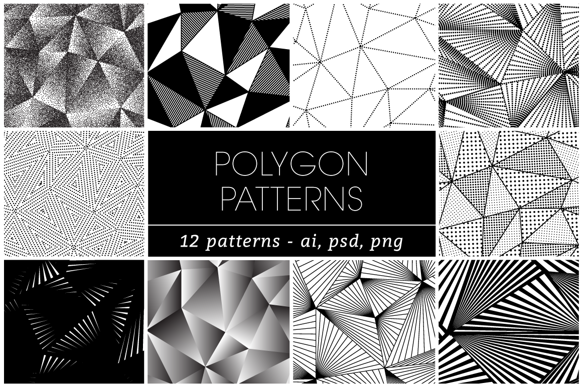 12 POLYGON TRIANGLE PATTERNS, a Pattern Graphic by kloroform