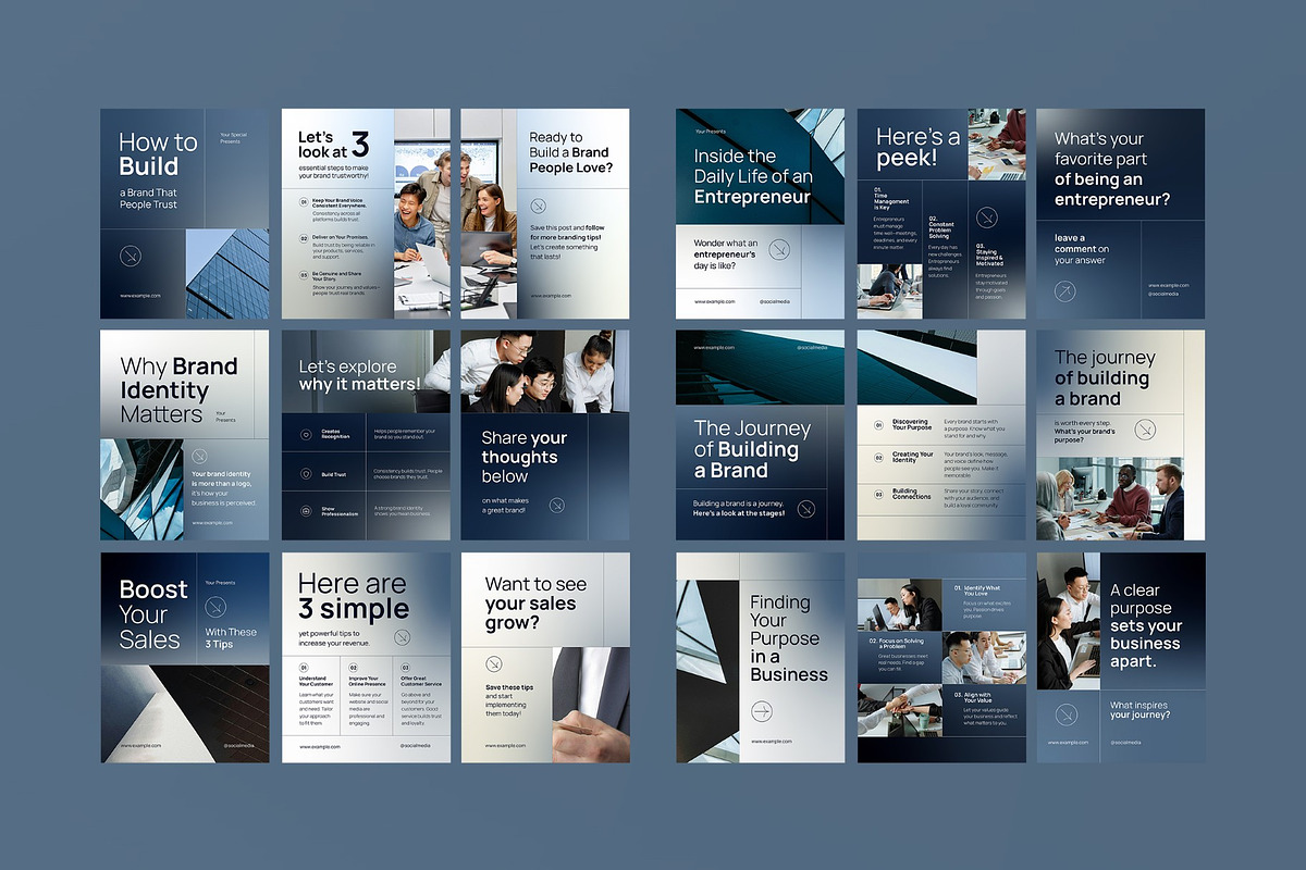 Business Instagram Grid Post, a Social Media Template by graphicook