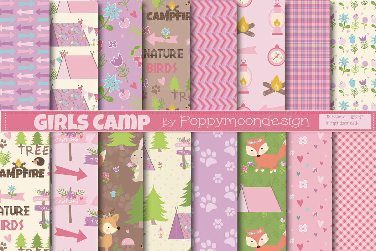 Girls camp paper, a Pattern Graphic by Poppymoondesign