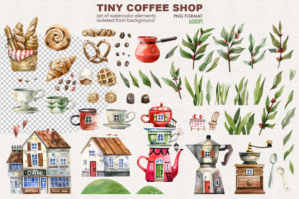 Tiny Coffee Shop, a Food Illustration by Watercolor by Tonia Tkach