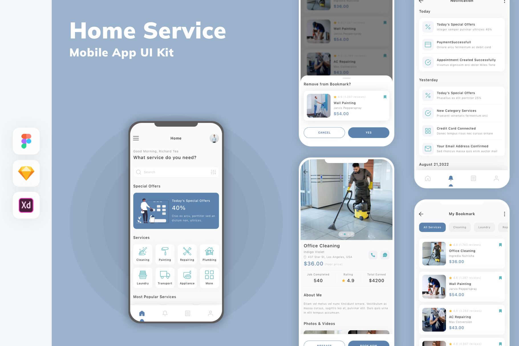 Home Service Mobile App UI Kit, an UI Kit Template by uicube