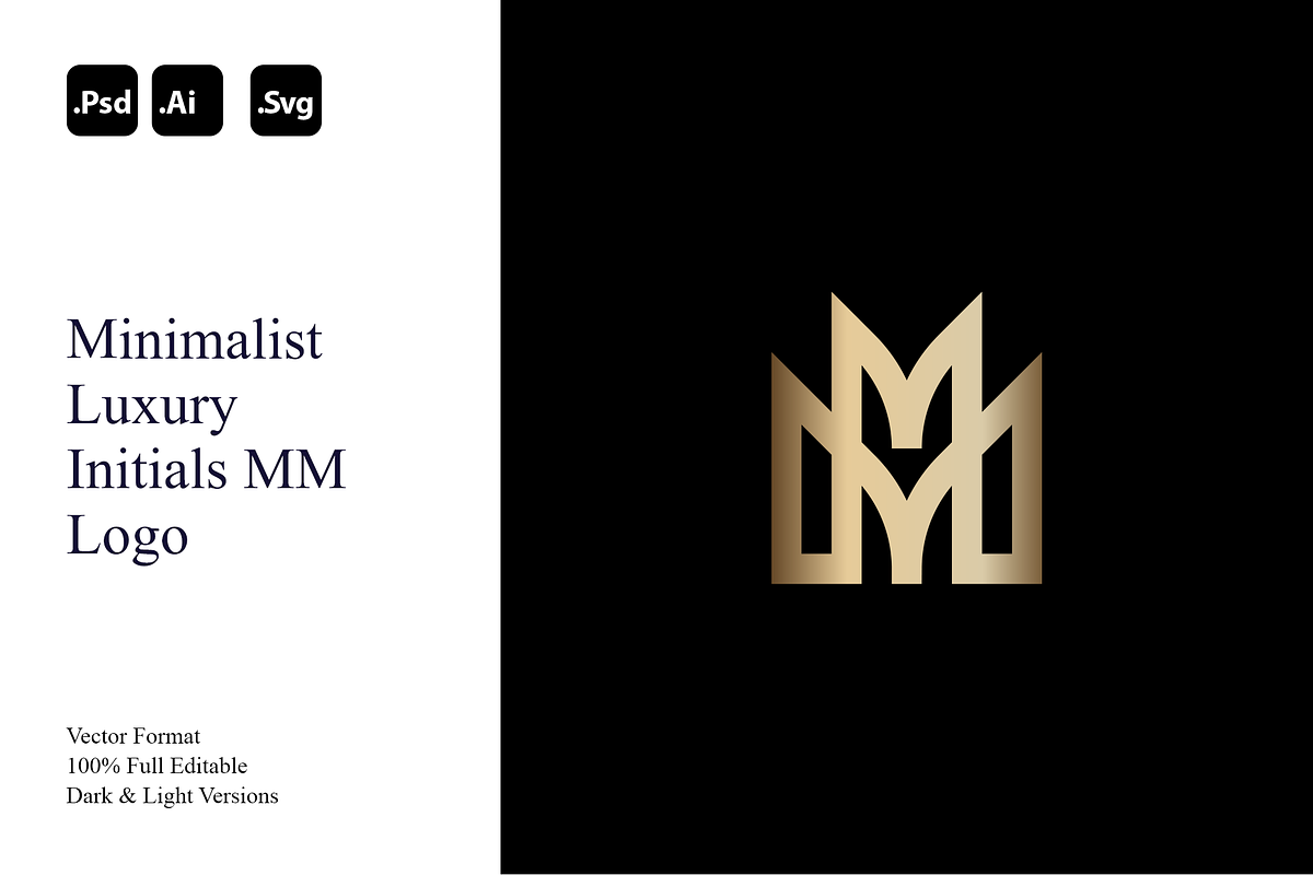 Minimalist Luxury Initials MM Logo