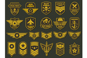 Army badges. Military units emblems, an Illustration by winwin.art