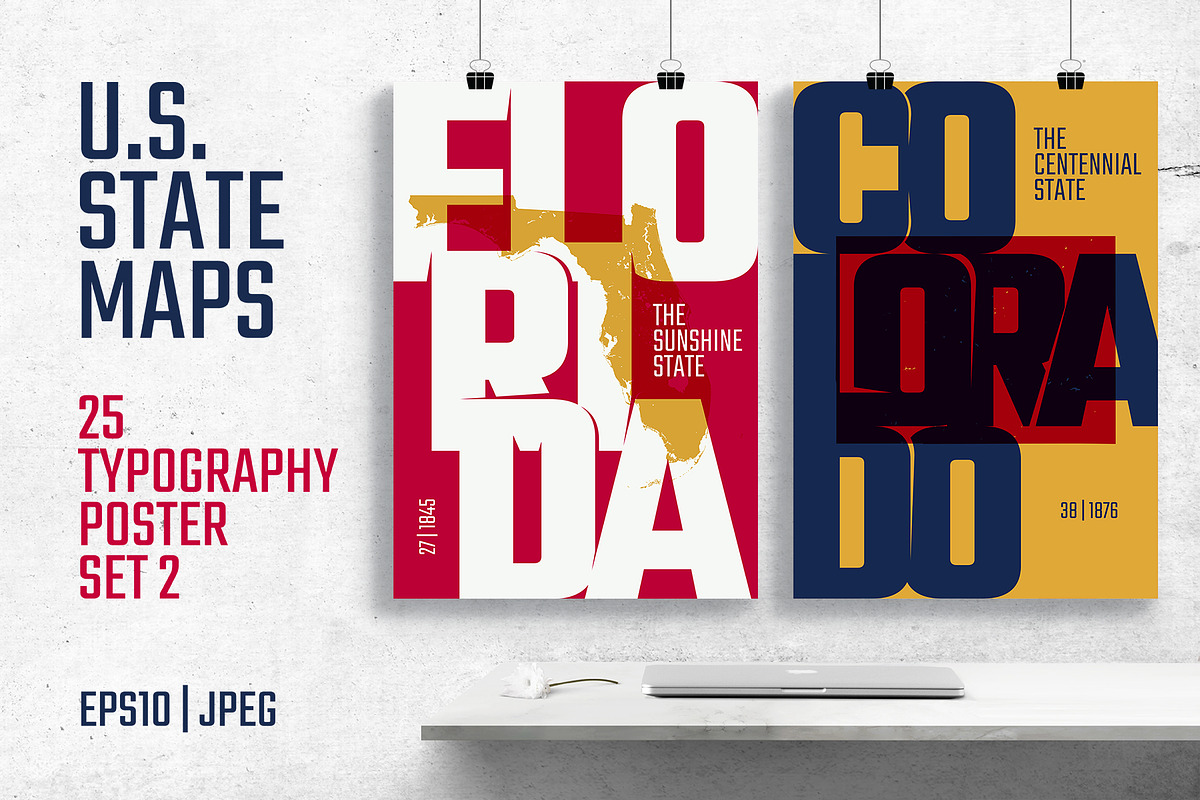 U.S. State Maps Typography Poster 2, an Illustration by MaximGertsen