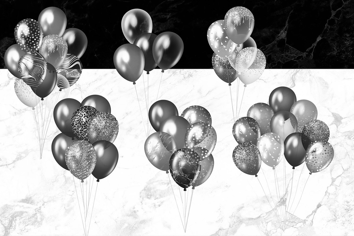 Silver Balloons Clipart, an Illustration by Digital Curio