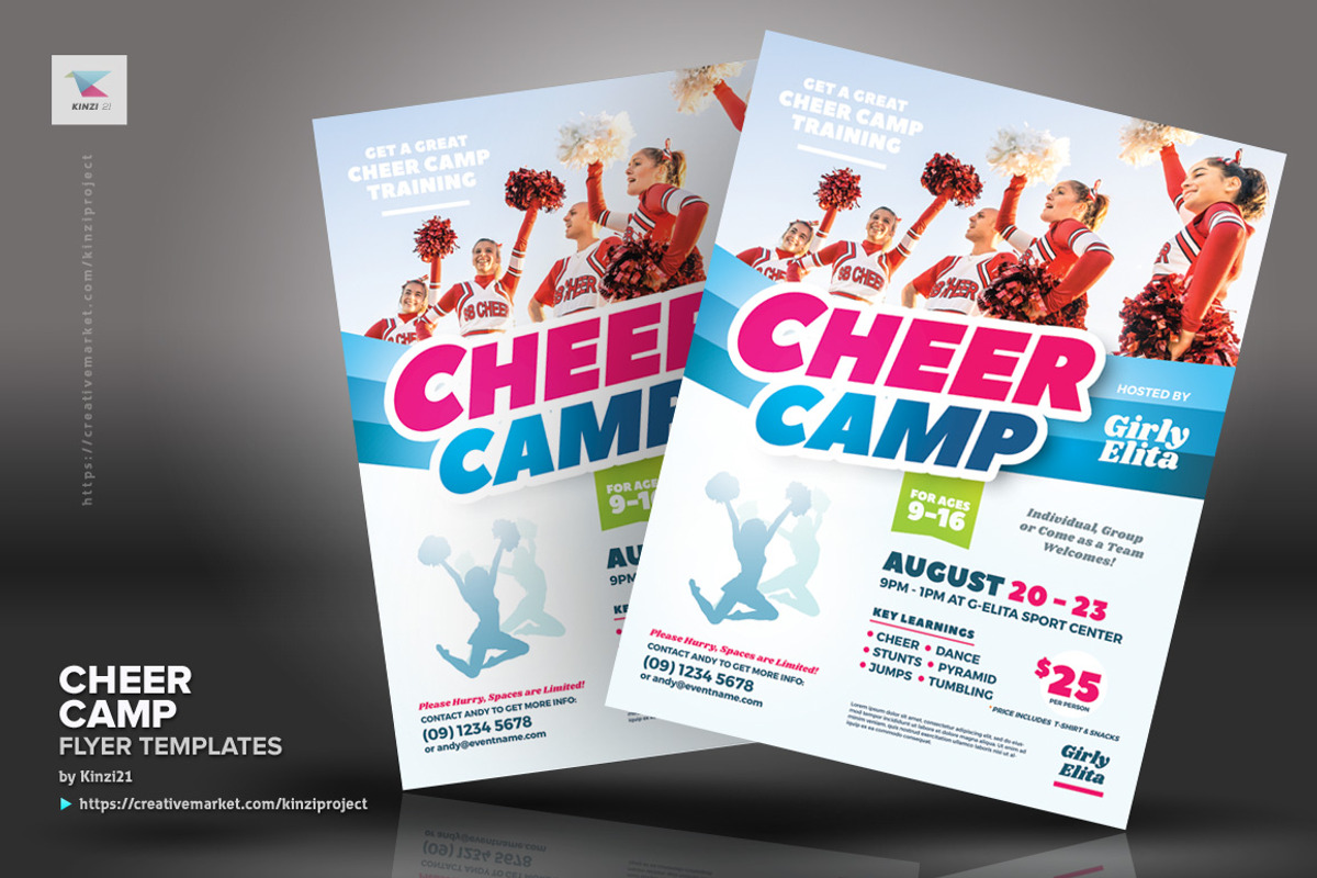 Cheer Camp Flyer Templates, a Flyer Template by kinzi21
