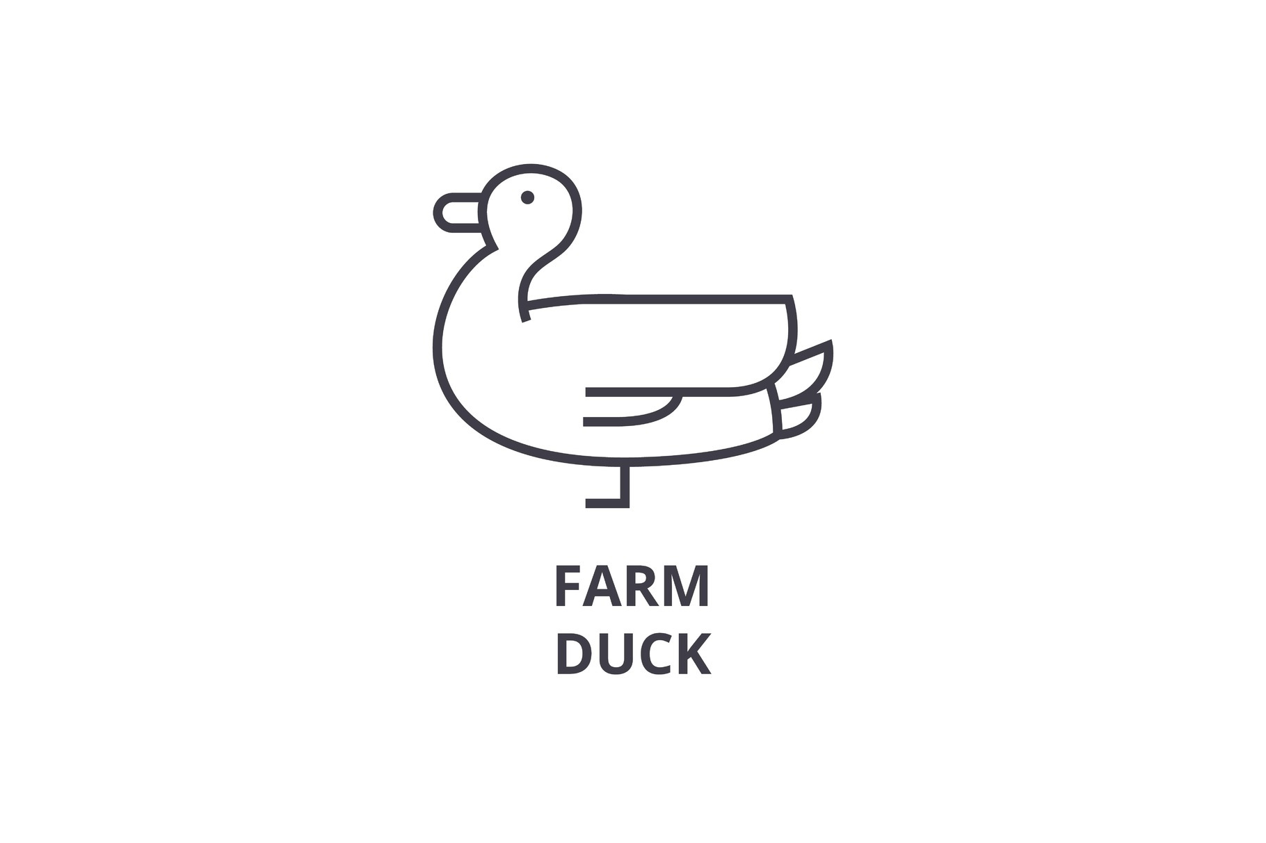farm duck line icon, outline sign, linear symbol, vector, flat ...