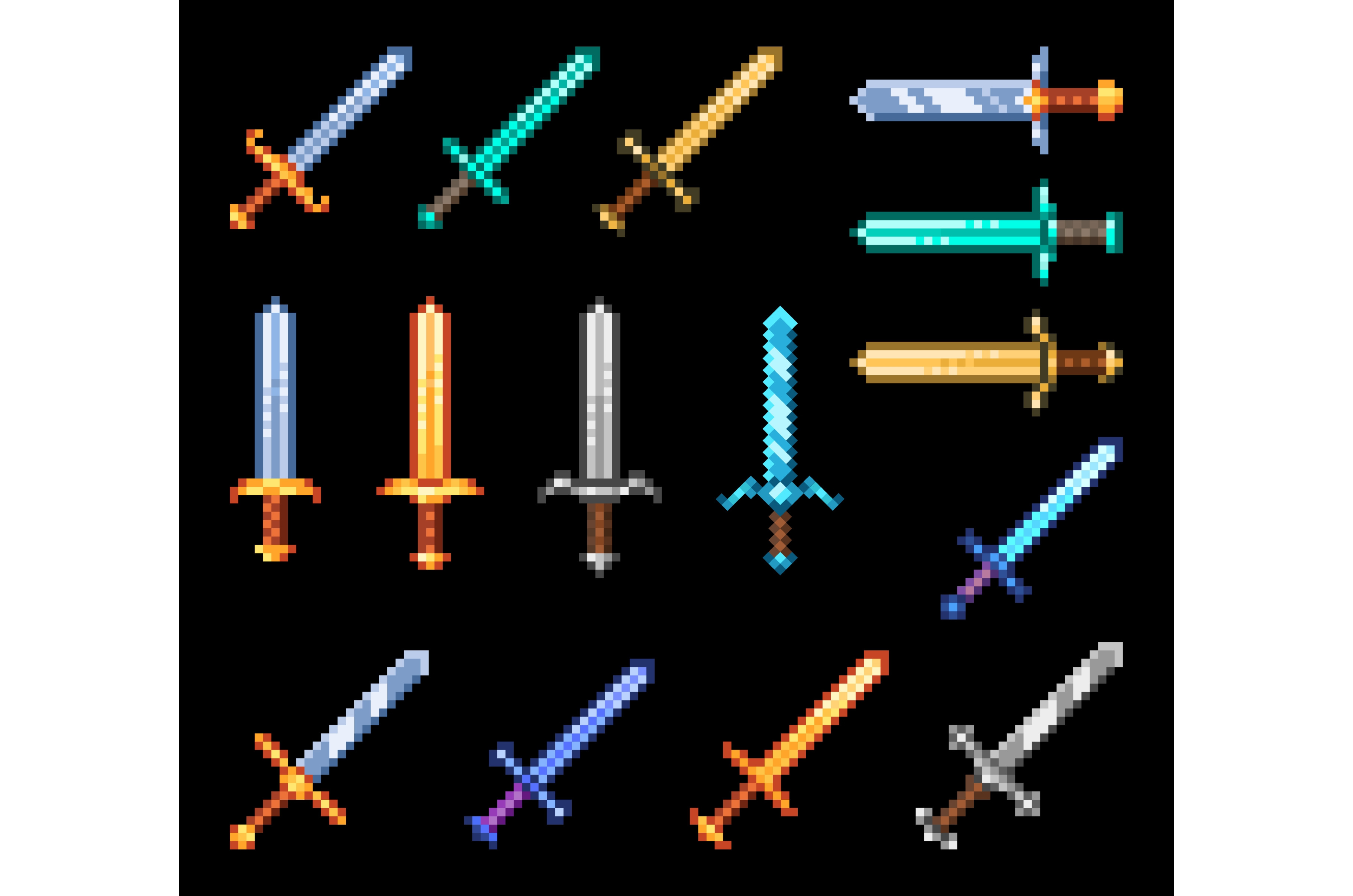 Pixel game swords weapon, an Object Illustration by Vector Tradition